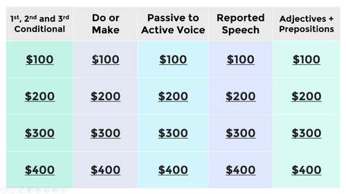 ESL Game: Jeopardy - Intermediate Grammar by Ready Steady English