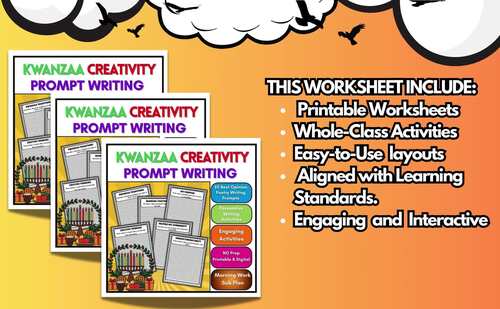 Kwanzaa Creative Writing Prompt Activities Morning Work 4th,5th,6th,7th ...