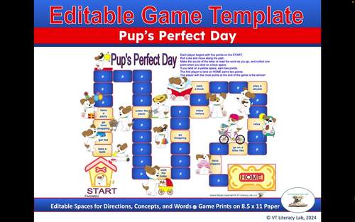 Editable Phonics Game | Puppy Theme by VT Literacy Lab LLC | TPT