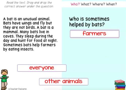 Boom Cards READING PASSAGES with TEXT DEPENDENT COMPREHENSION QUESTIONS