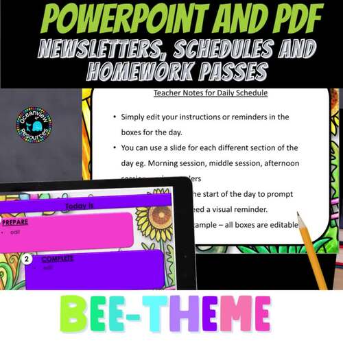 Bee-Themed Pack: Newsletters, Homework Passes, and Daily Schedules