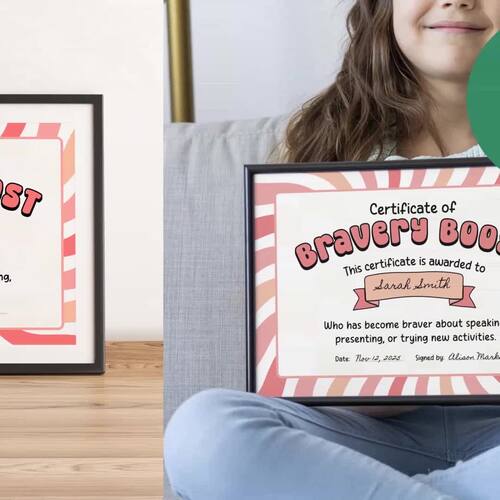 Bravery Boost Certificate of Achievement | End of Year Recognition Awards