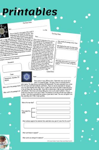 Every Snowflake is Different- Informational Text Reading Comprehension Passages