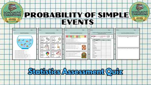 PROBABILITY OF SIMPLE EVENTS * Statistics Assessment Quiz Test ...
