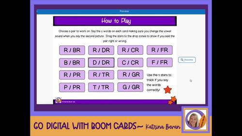 Boom™ Cards: Minimal Pairs- Cluster Reduction /R/ Blends by Katrina Bevan
