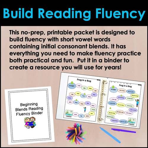 Beginning Blends Reading Fluency Passages Words Phrases Sentences | Binder