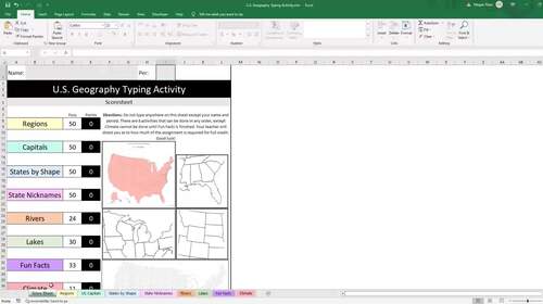 Keyboarding U.S. Geography - Curriculum Connection by Mrs Funny Business