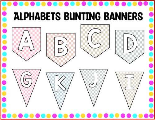 Printable Boho Checkered Bunting Banners, Editable Alphabets Bunting ...