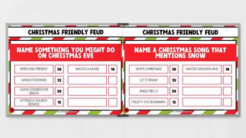 Christmas Party Friendly Feud Game by Crafted with Bliss by Teacher Pia