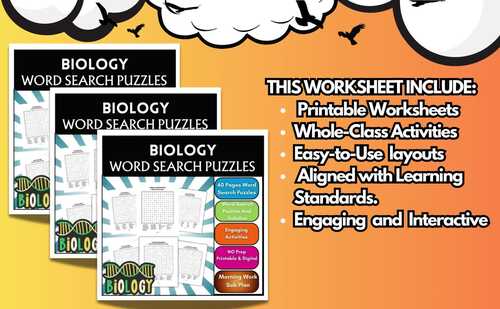 Fun Biology Word Search Activities Morning Work 3rd.4th,5th,6th,7th,8th ...