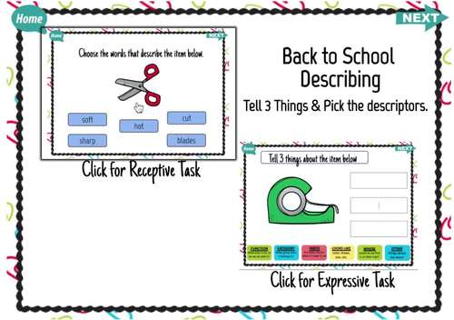 Back to School Describing & Attributes a NO PREP Language Boom Cards™