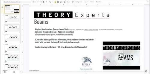 Rhythm Beams in Music Theory Level 1 for Google Slides by Rivian Creative