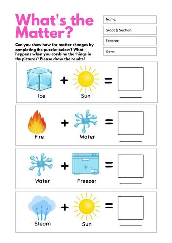 Phases of Matter Printable Worksheets by Peekaboo Studio | TPT