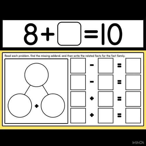 Addition Fluency & Fact Families for 10 Task Cards | 1st Grade Math