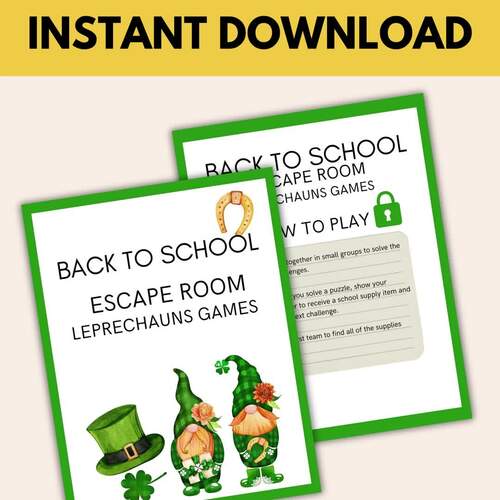 Printable Lucky Leprechaun Treasure Hunt, Escape Room, St. Patricks Day ...