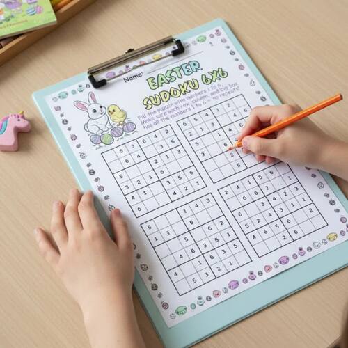 Easter Sudoku Puzzles 6x6 | Spring Math Logic Games | Printable Worksheets