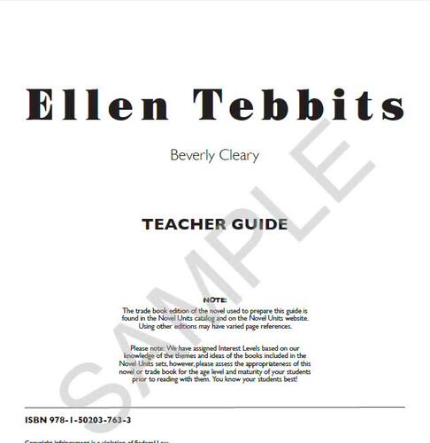 Ellen Tebbits Novel Units® Teacher Guide Novel Study | TPT