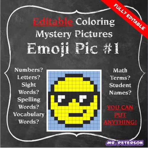 Editable Mystery Picture Emoji #1 - Sight Words Spelling Vocabulary ...