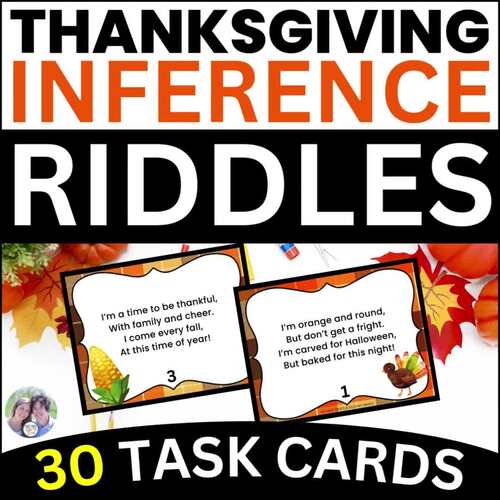 Thanksgiving Inference Task Cards Fall Autumn Riddles 2nd 3rd 4th Grade ...