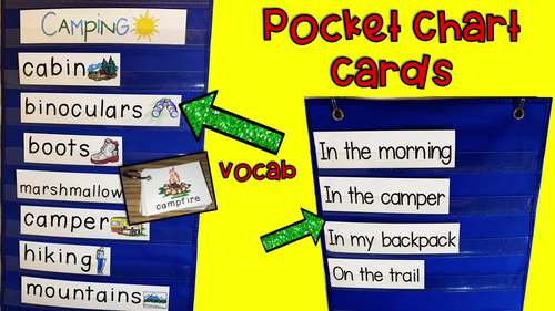 Forest Camping Vocabulary Words and Picture Cards for Writing Center ESL
