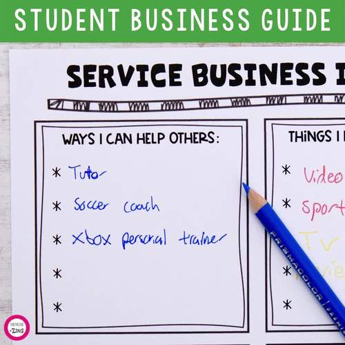 Student Business Planning Guide - Student Stores - Market Day Activity