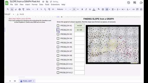 Finding Slope from Graphs GOOGLE SHEETS Digital Resource Pixel Art Activity