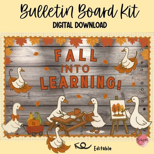 Goose Fall Bulletin Board Kit & Fall Classroom Decor | Editable Autumn Set