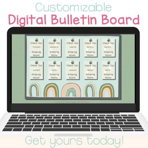 Digital Bulletin Board | Boho Rainbow | Show off student work virtually!