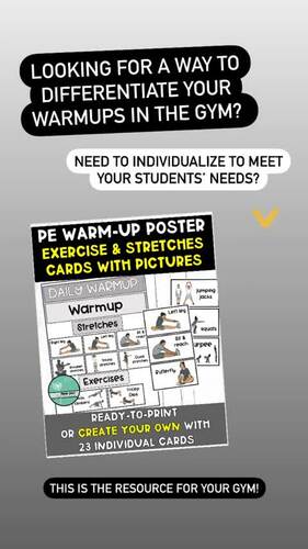 PE Warm-up Poster - Exercise & Stretches Cards with Pictures - Daily ...