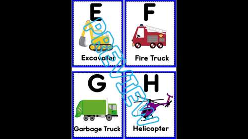 Transportation Theme ABC, Alphabet Cards for Toddler , Preschool , PreK ...