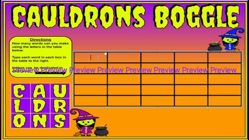 Halloween Themed Boggle Digital Activity (Fun Word WorK Activity)