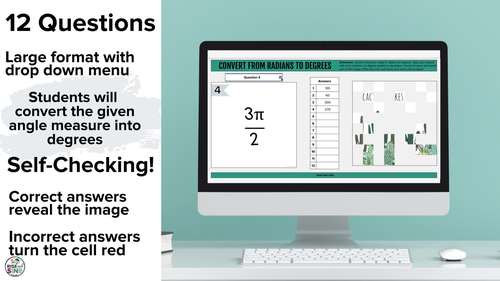 Converting Radians to Degrees Self-Checking Digital Activity by Rise ...
