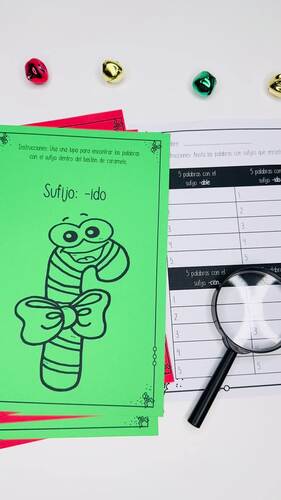 Suffixes in SPANISH Holiday Vocabulary Hunt - Sufijos Centros y Actividades