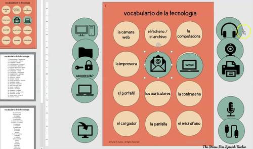 Spanish DIGITAL Puzzles LA TECNOLOGIA technology themed vocabulary practice