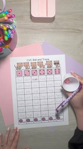 Kitten Literacy Dice Games - Letters & CVC Words by Magical Kinders