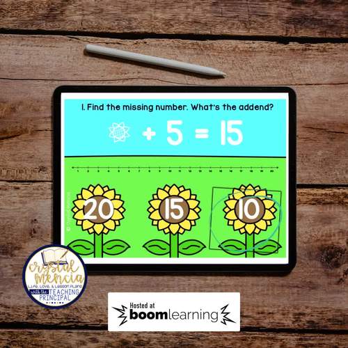 1OA8 Find the Unknown Number: Sunflower Themed Boom Cards™ | Distance ...