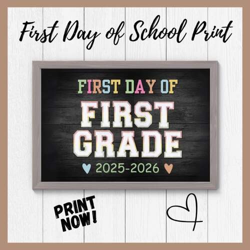 First Day of First Grade Varsity Printable Black Sign 1st Day School ...