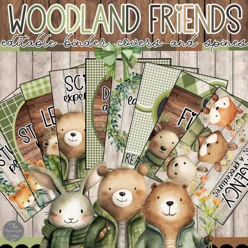 Woodland Friends EDITABLE Binder Covers and Spines | TPT