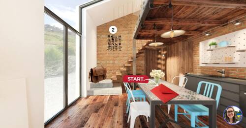 House digital Escape Room English ESL/EFL kids, 360° view, no prep