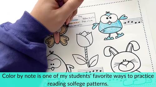 Re Spring Color by Note Worksheets // Solfege coloring sheets for ...