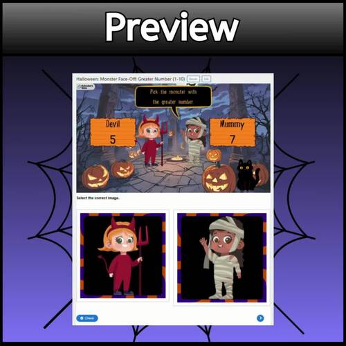 Halloween: Monster Face-Off: Greater Number (1-10) Digital Resources
