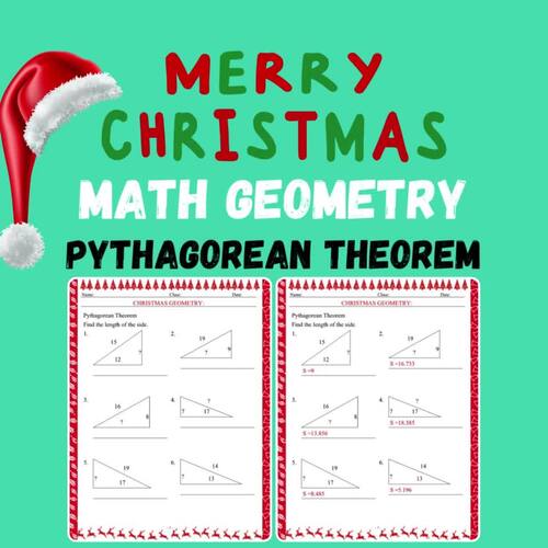 Christmas Pythagorean Theorem Worksheets | Holiday Geometry Activities