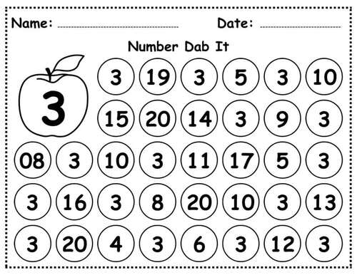 Preschool Math Worksheets Number Recognition 1 to 20 Number Coloring ...