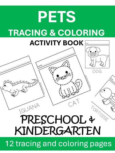 PETS TRACING & COLORING ACTIVITY BOOK for PRESCHOOL/KINDERGARTEN