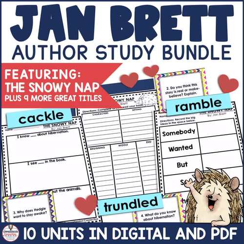 Jan Brett Author Study Activities in Digital and PDF for 10 Titles