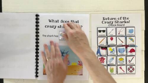 Interactive Book + Choice Board, Return of the Crazy Sharks, 20 Objects ...