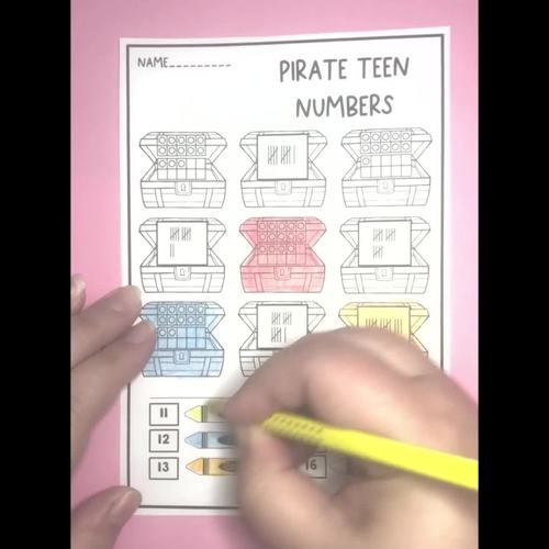 Teen Number Coloring Worksheets Pirate Ten Frames Tally Marks Addition