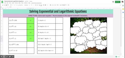 Exponential and Logarithmic Digital Mystery Picture | TPT