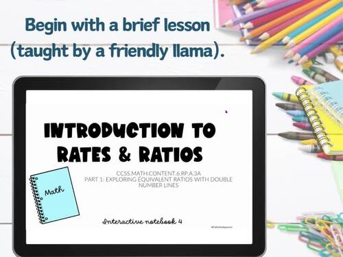 Ratios & Double Number Lines with Missing Values: Digital Notebook ...