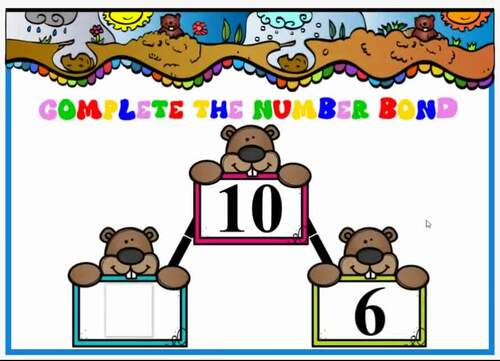 Groundhog Day Math Number Bonds to 20 Boom Cards 1st Grade Math | TPT